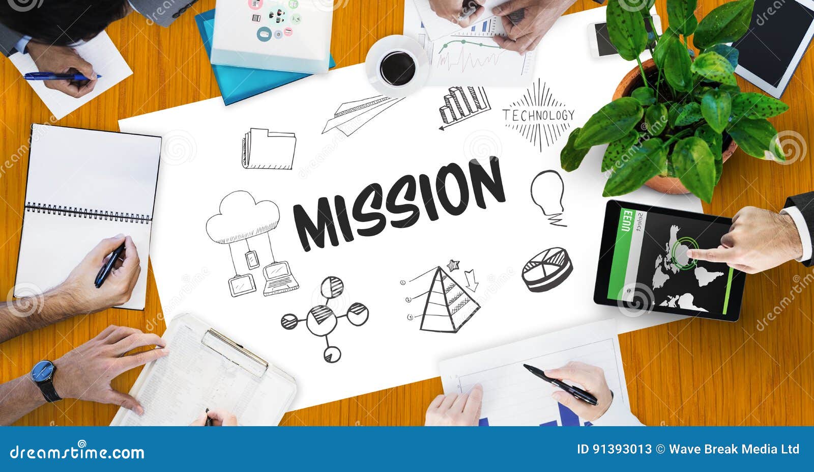 Mission Text by Icons and Hands Stock Illustration - Illustration of ...