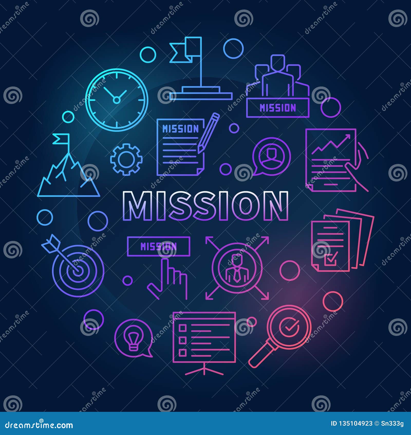 Mission Vector Circular Outline Colored Illustration | CartoonDealer ...