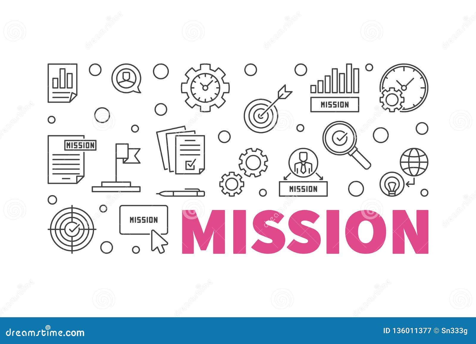 Mission Vector Horizontal Banner in Thin Line Style Stock Vector ...