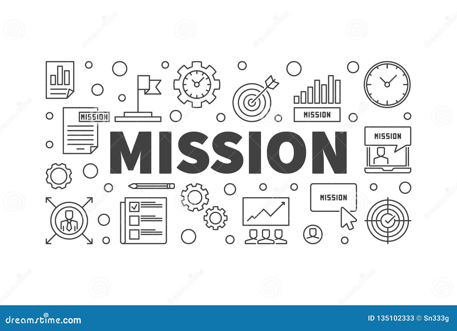 Mission Vector Horizontal Illustration in Outline Style Stock Vector ...