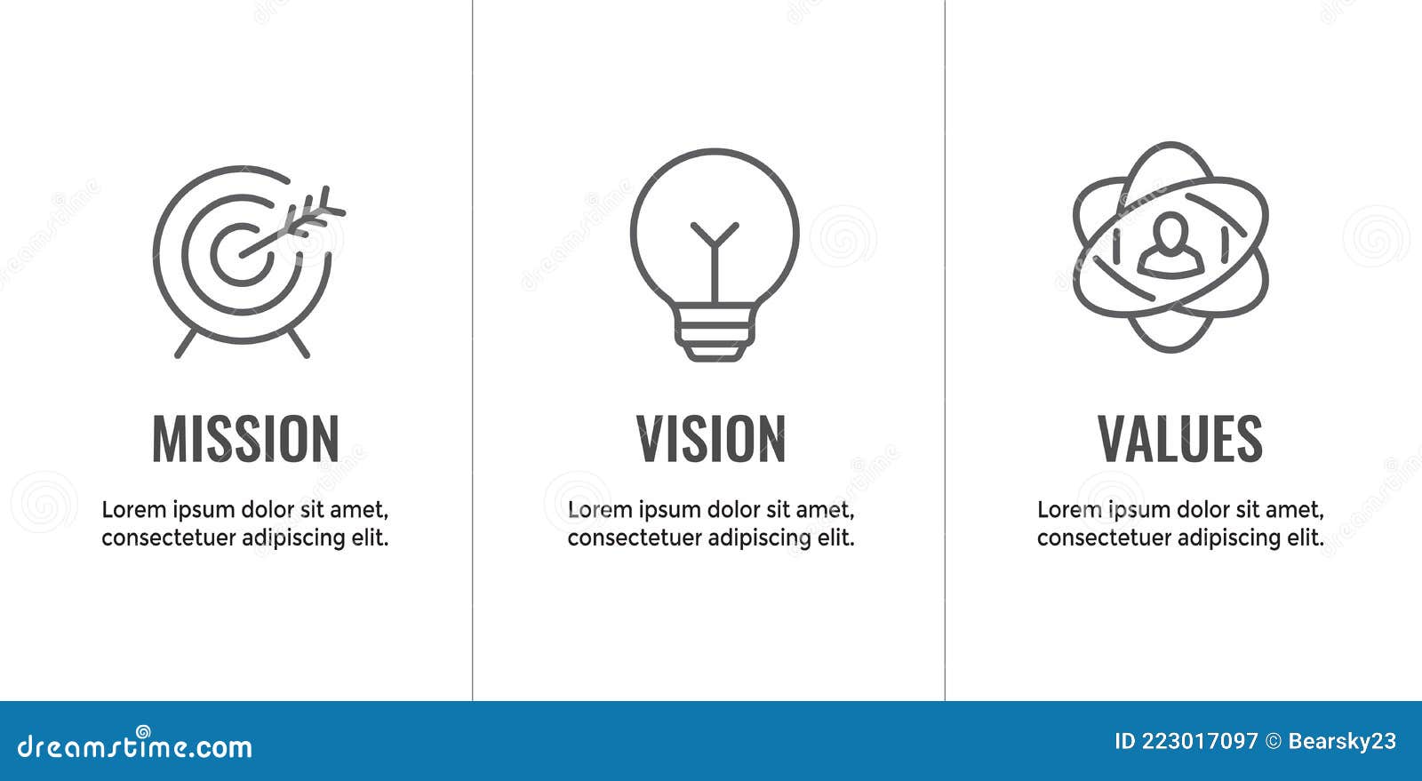 Mission Vision Und Werte Icon-Set Mit Mission Statement Vision Icon Etc ...