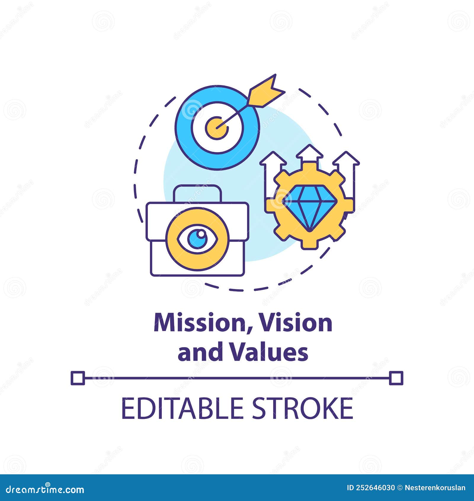 Mission, Vision and Values Concept Icon Stock Illustration ...