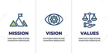 Mission Vision and Values Icon Set with Mission Statement, Vision Icon ...