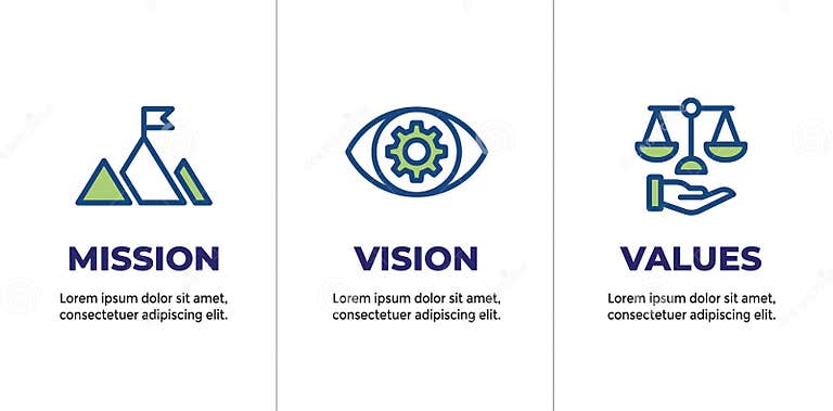 Mission Vision and Values Icon Set with Mission Statement, Vision Icon ...