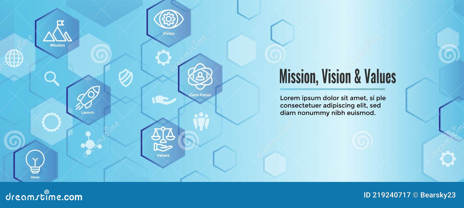 Mission Vision Values Icon Set and Web Header Banner Stock Vector ...