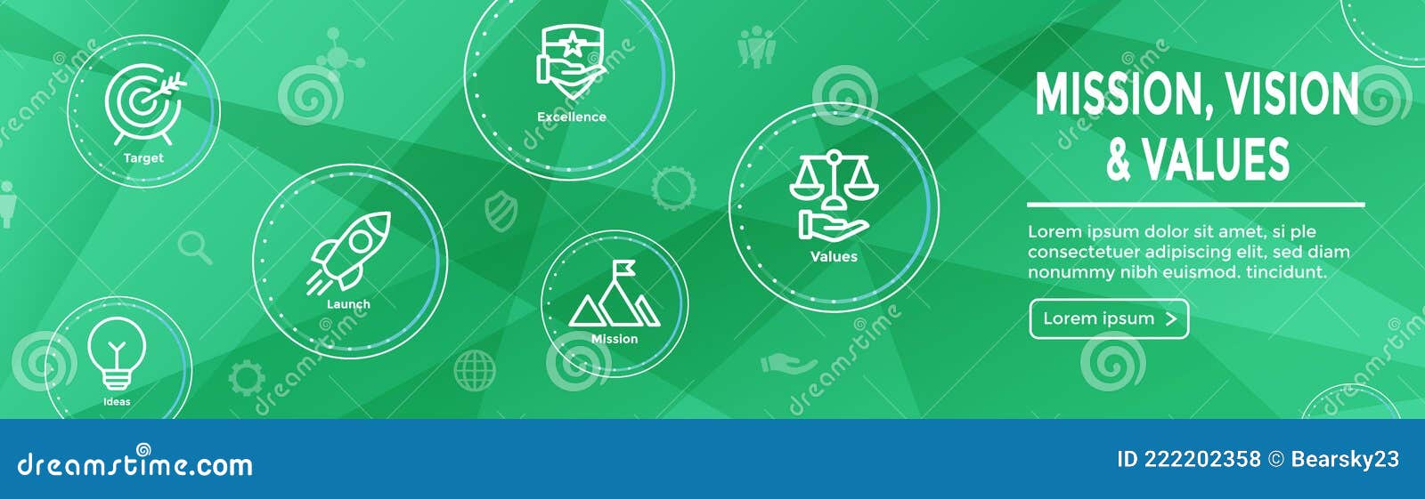 Mission Vision Values Icon Set and Web Header Banner Stock Vector ...
