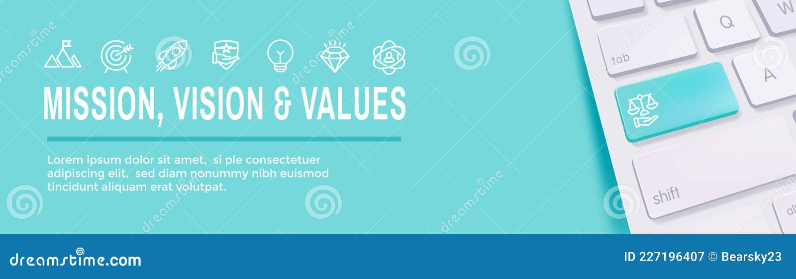 Mission Vision Values Icon Set and Web Header Banner Stock Vector ...