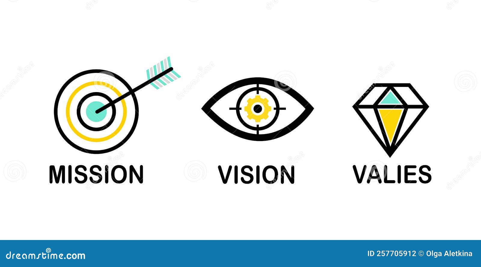 Mission. Vision. Values. Web Page Template. Modern Flat Design Concept ...