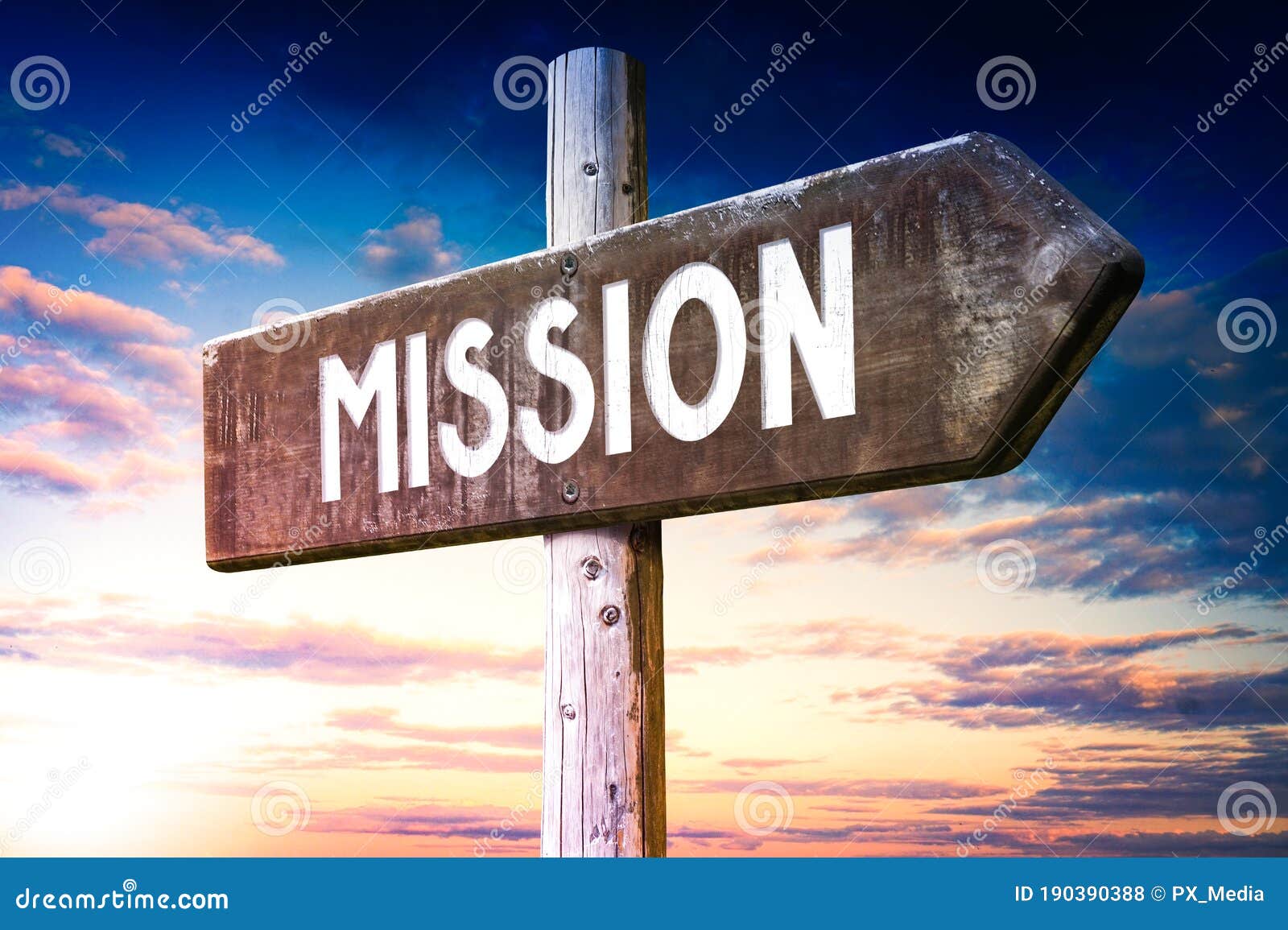 Mission - Wooden Signpost, Roadsign with One Arrow Stock Photo - Image ... Mission - Wooden Signpost, Roadsign with One Arrow Stock Photo - Image ...