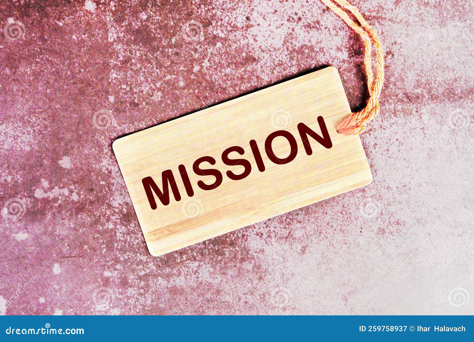 Mission Word on a Card with a Rope on an Abstract Background Stock ...