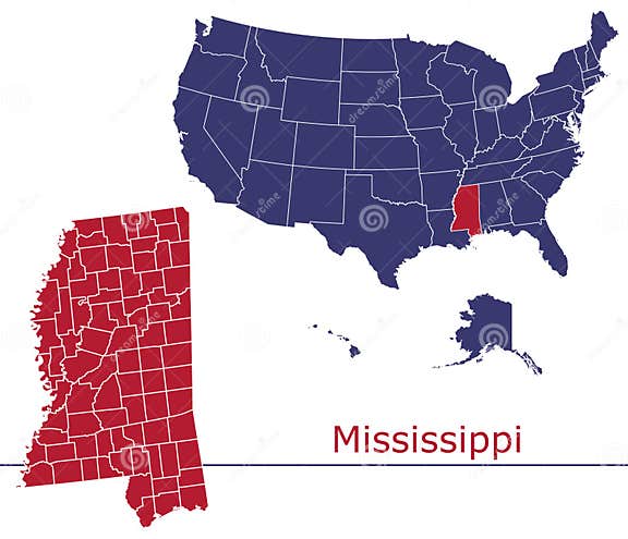 Mississippi Counties Vector Map Stock Illustration Illustration Of