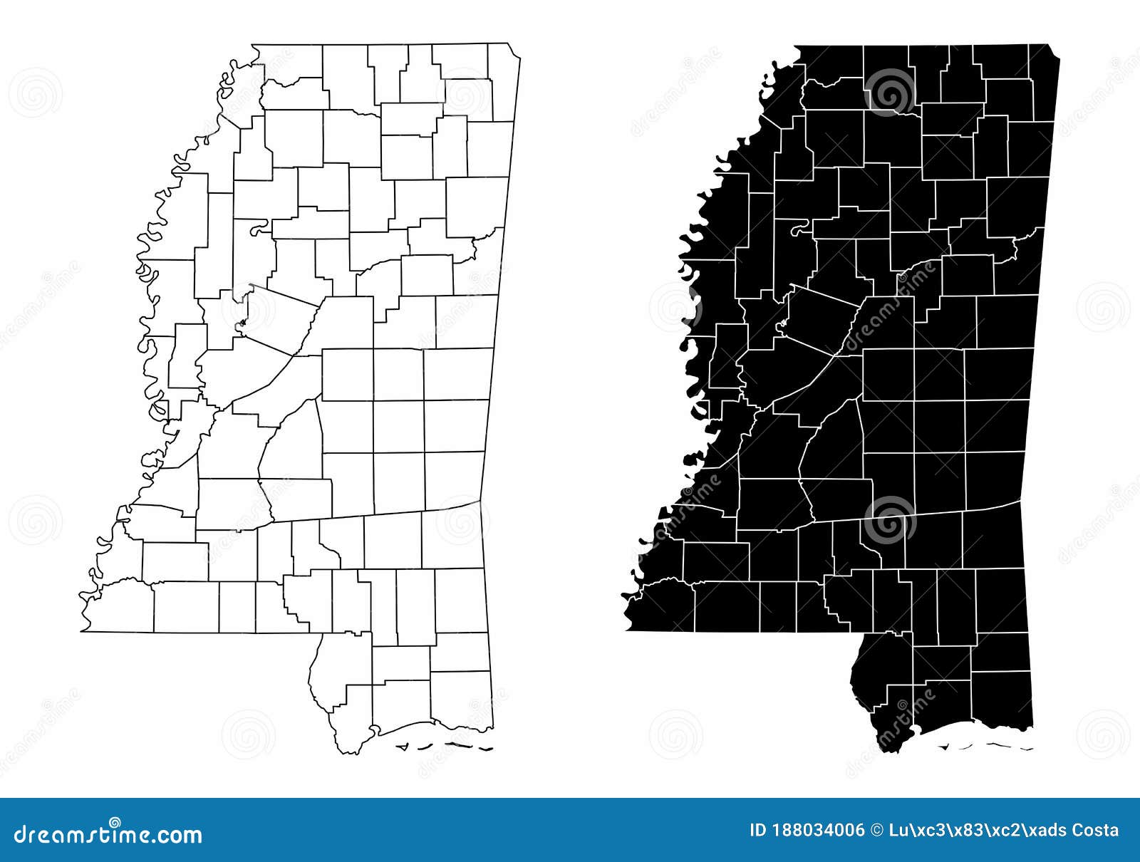 Map Of Tate County In Mississippi State On White Background. Single ...