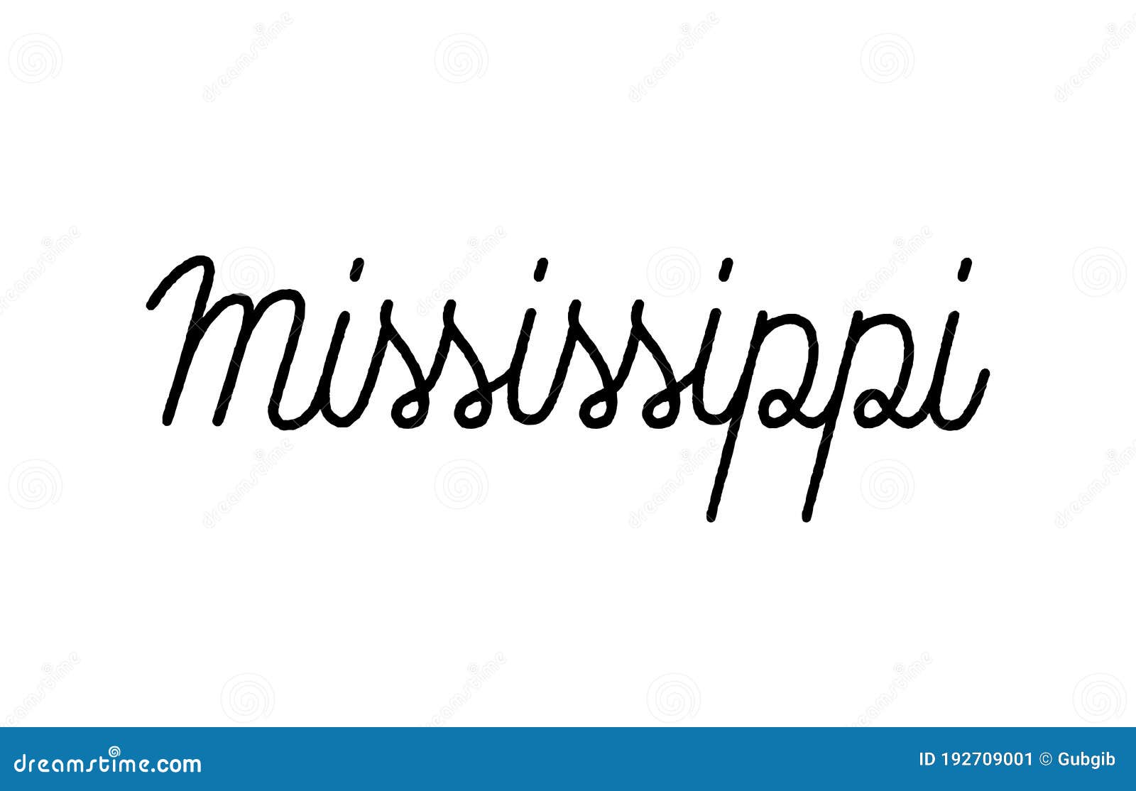 Mississippi Hand Lettering on White Background Stock Vector ...
