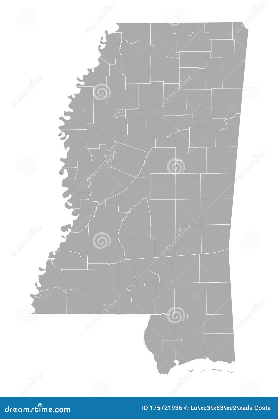 Mississippi State Counties Map Stock Illustration - Illustration of ...