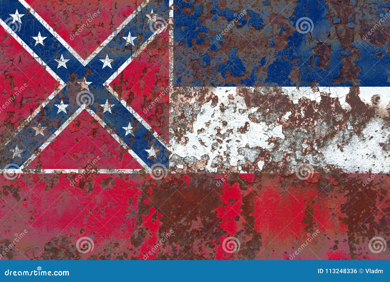 Mississippi State Grunge Flag United States Of America Stock