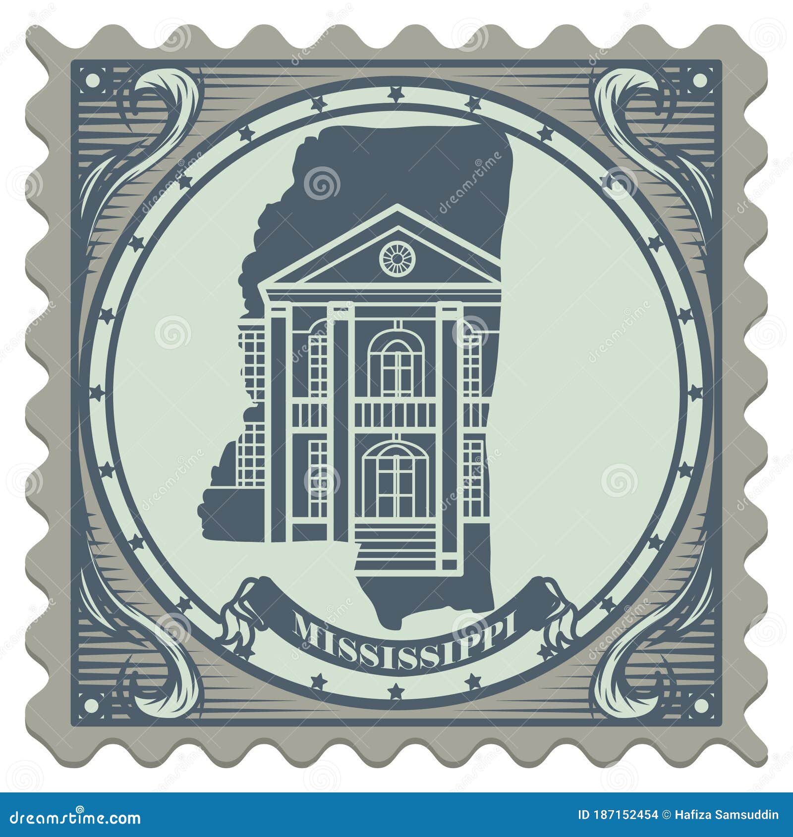 Mississippi State Postage Stamp. Vector Illustration Decorative Design ...