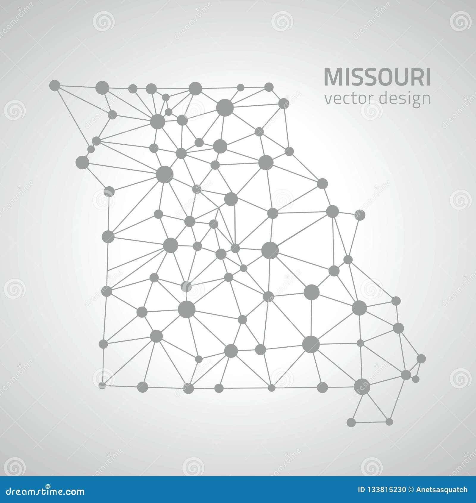 Missouri Grey Modern Contour Polygonal Perspective Triangle Dot Map ...