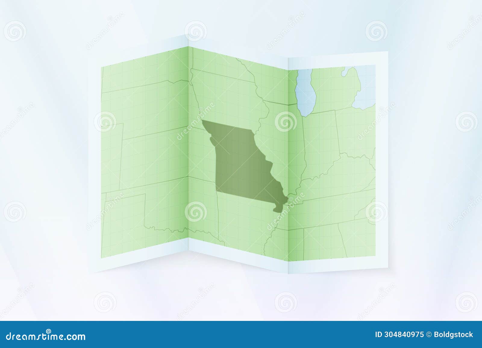 Missouri Map, Folded Paper with Missouri Map Stock Vector ...