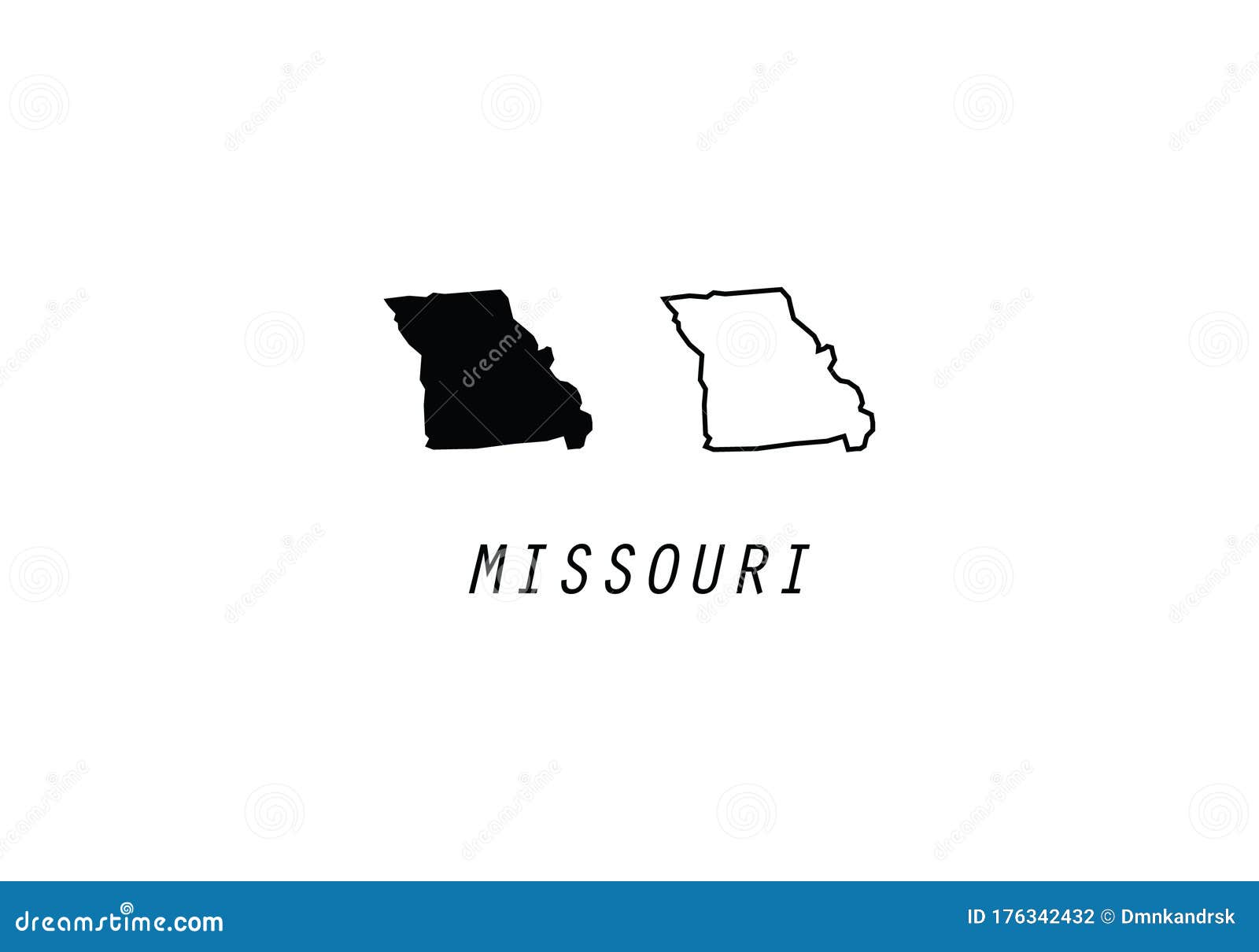 Missouri Map State Shape USA America Borders Stock Illustration ...