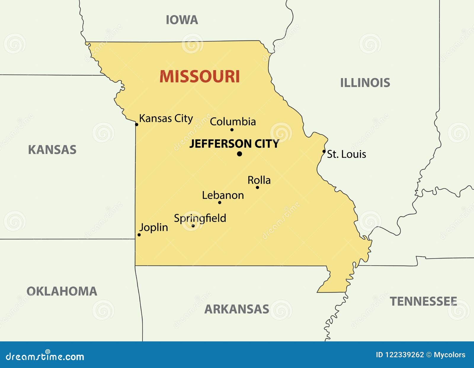 Missouri - mapa del vector ilustración del vector. Ilustración de ...