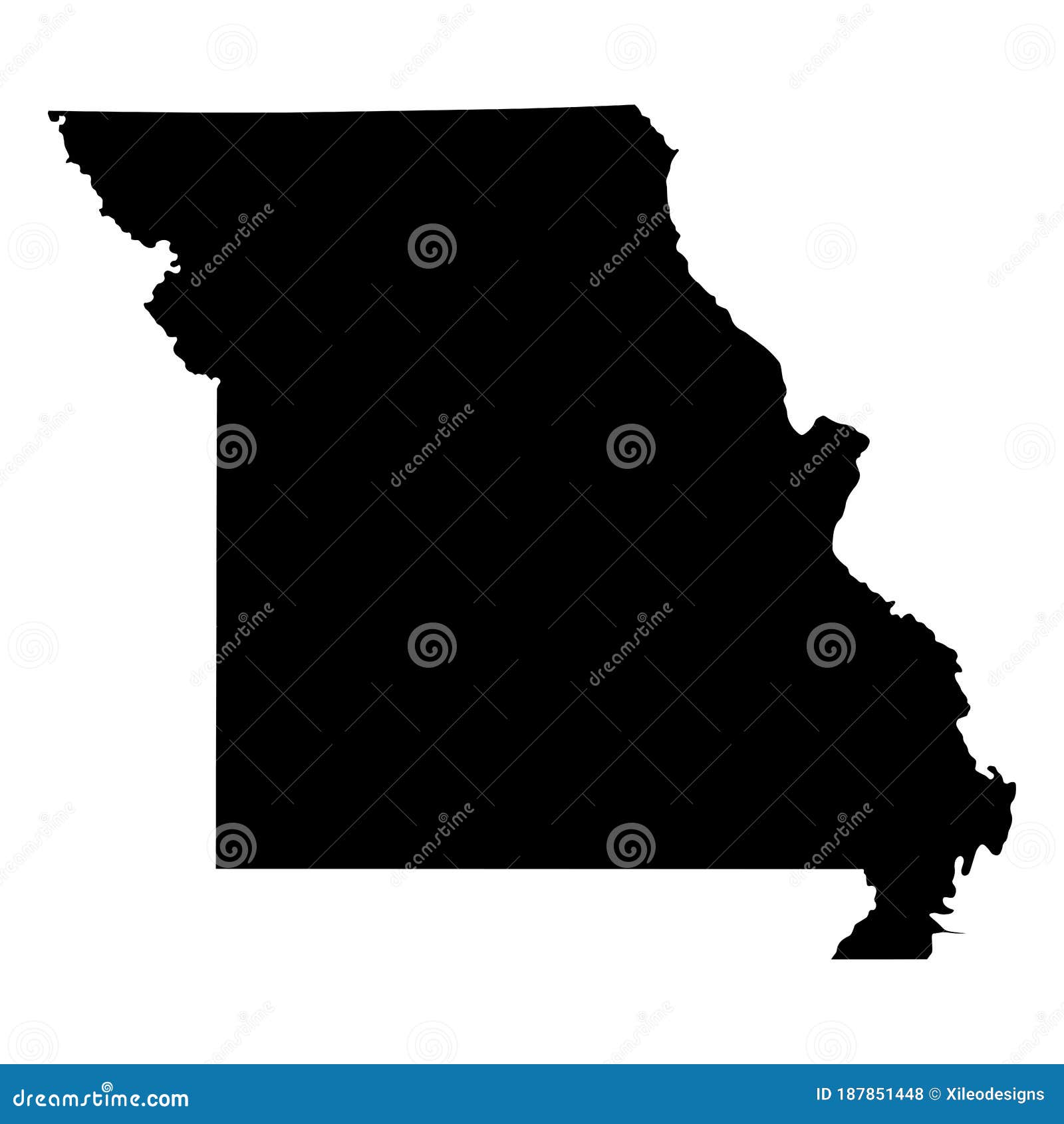 Missouri MO State Border USA Map Solid Stock Vector - Illustration of ...