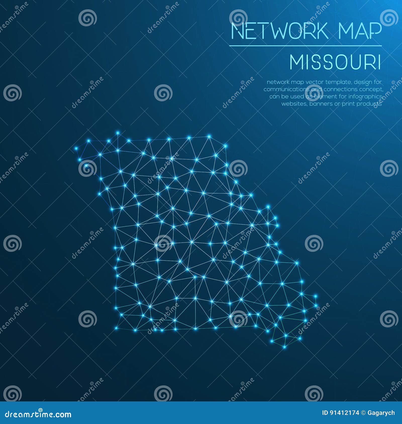 Missouri network map. stock vector. Illustration of dark - 91412174