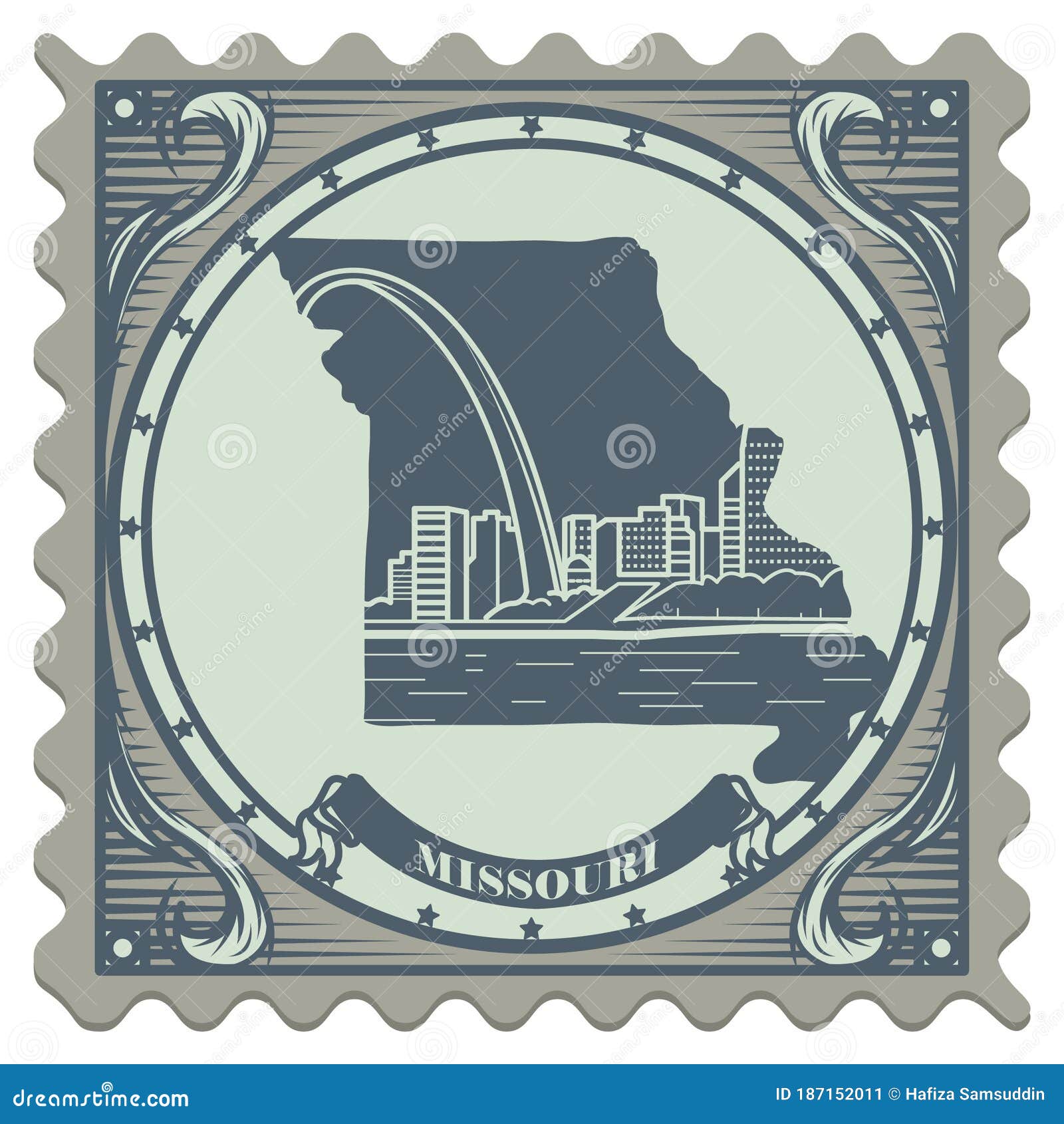 Missouri State Postage Stamp. Vector Illustration Decorative Design ...