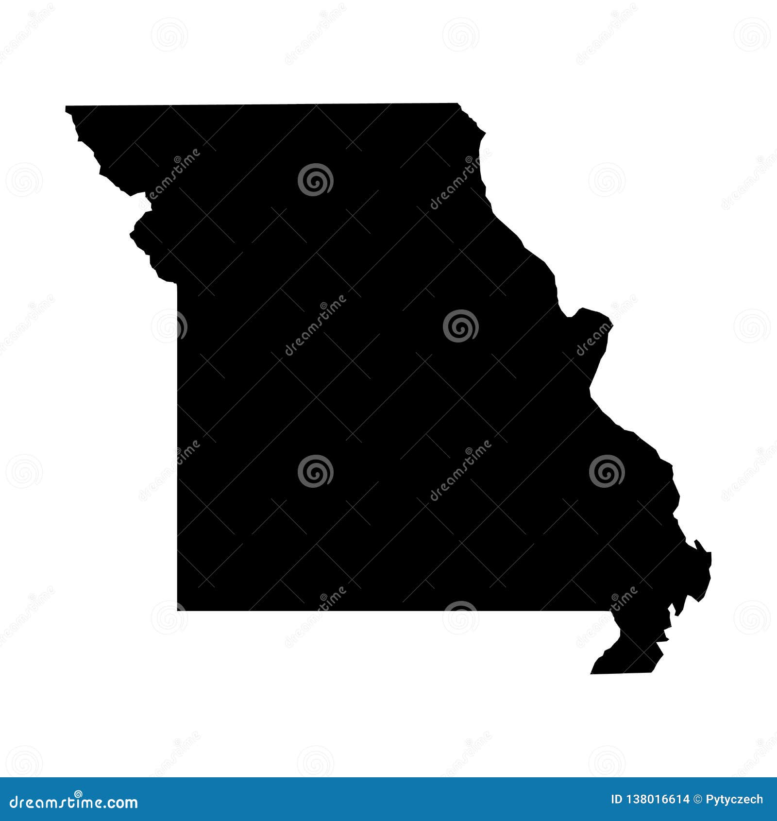Missouri, State Of USA - Solid Black Silhouette Map Of Country Area ...