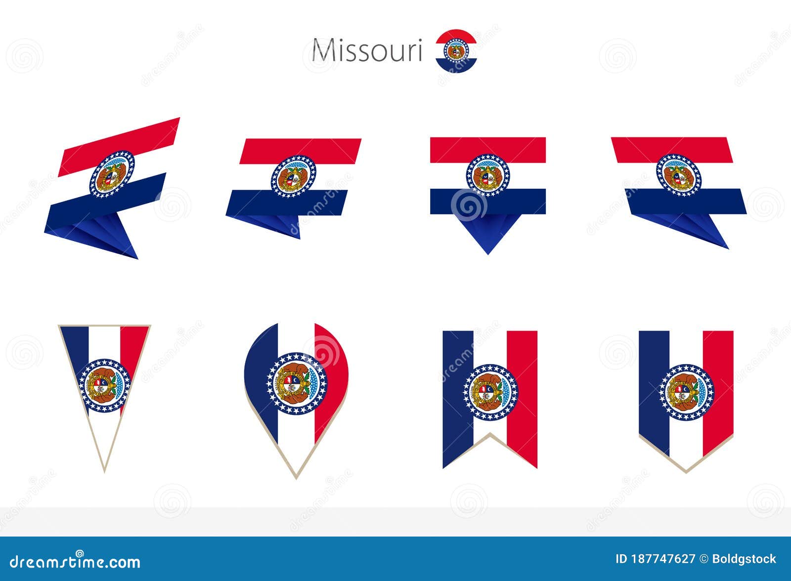 Missouri US State Flag Collection, Eight Versions of Missouri Vector ...