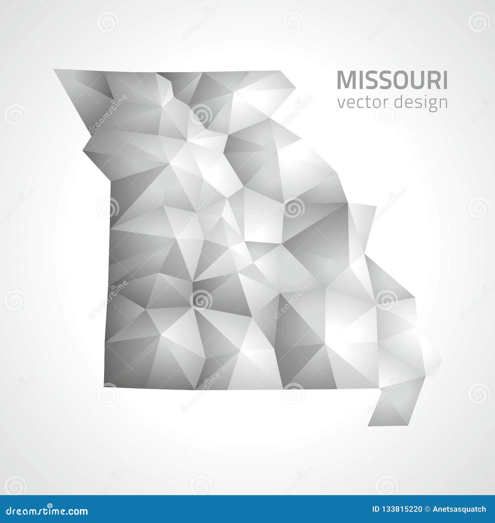 Missouri Vector Polygonal Mosaic Grey Perspective Triangle Map Stock ...