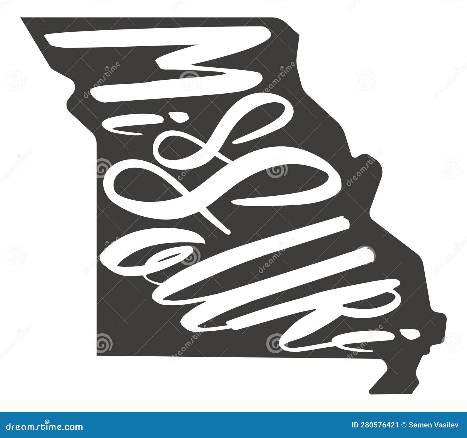 Missouri. Vector Silhouette State Stock Vector - Illustration of hand ...
