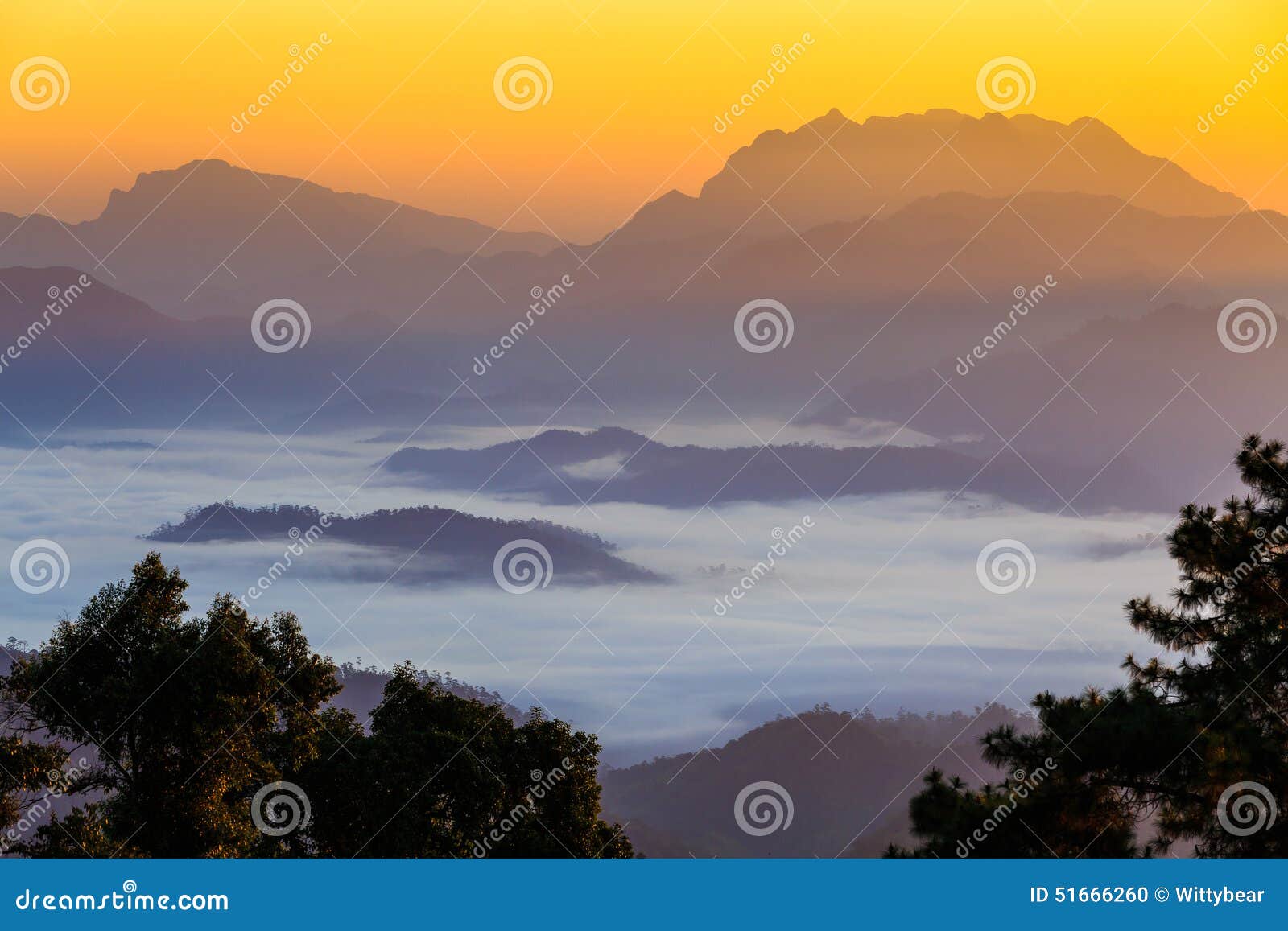 Mist with Big Mountain in the Morning Stock Photo - Image of nature ...