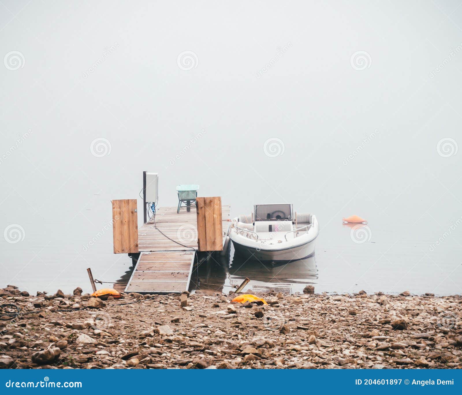 Mist and boat stock image. Image of water, painting - 204601897