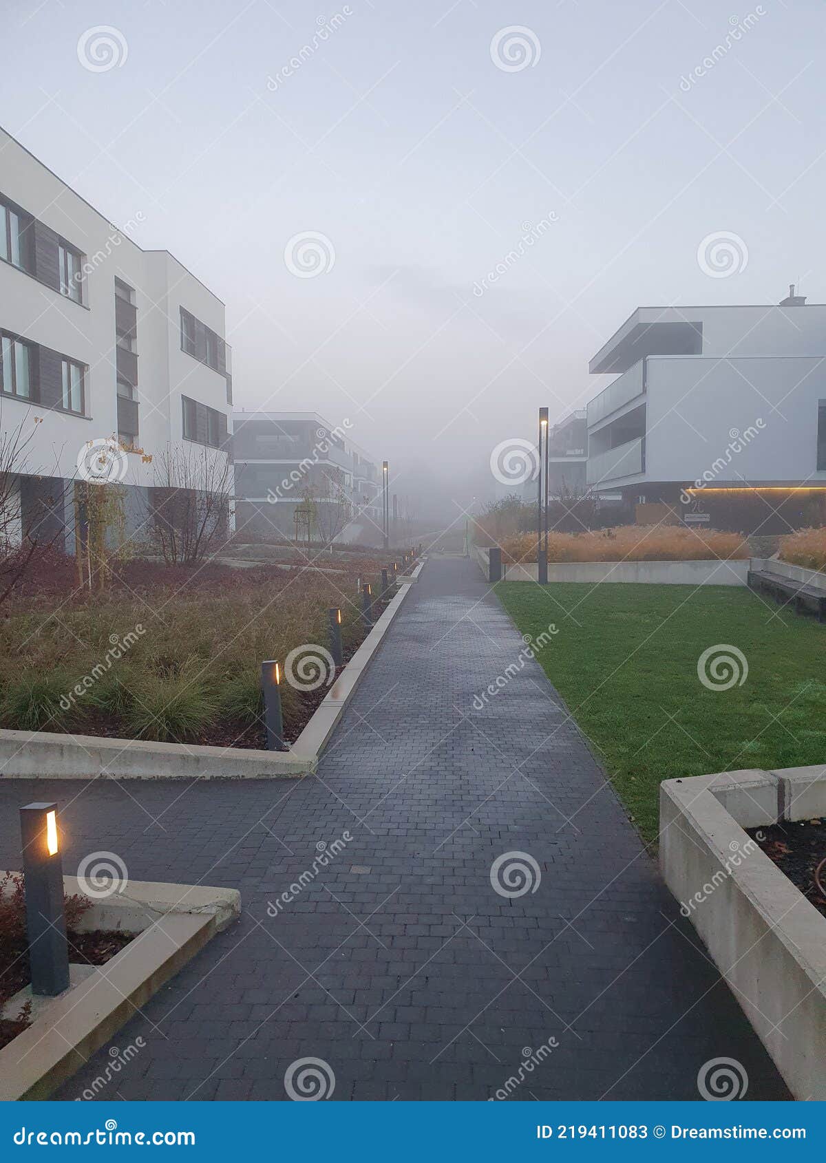 Mist in the city stock image. Image of city, architecture - 219411083