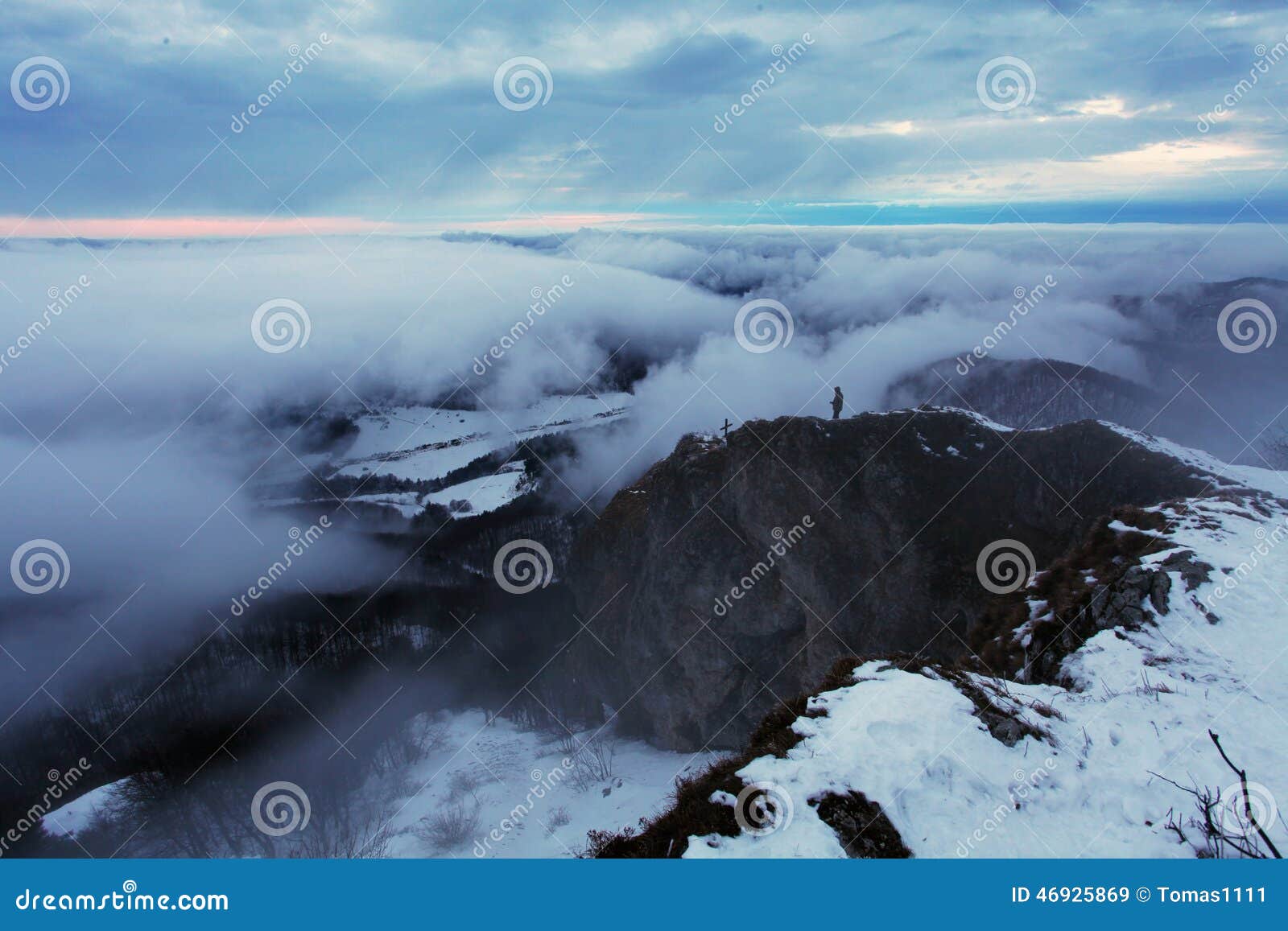 Mist and Cloudy Mountain at Winter Stock Image - Image of background ...