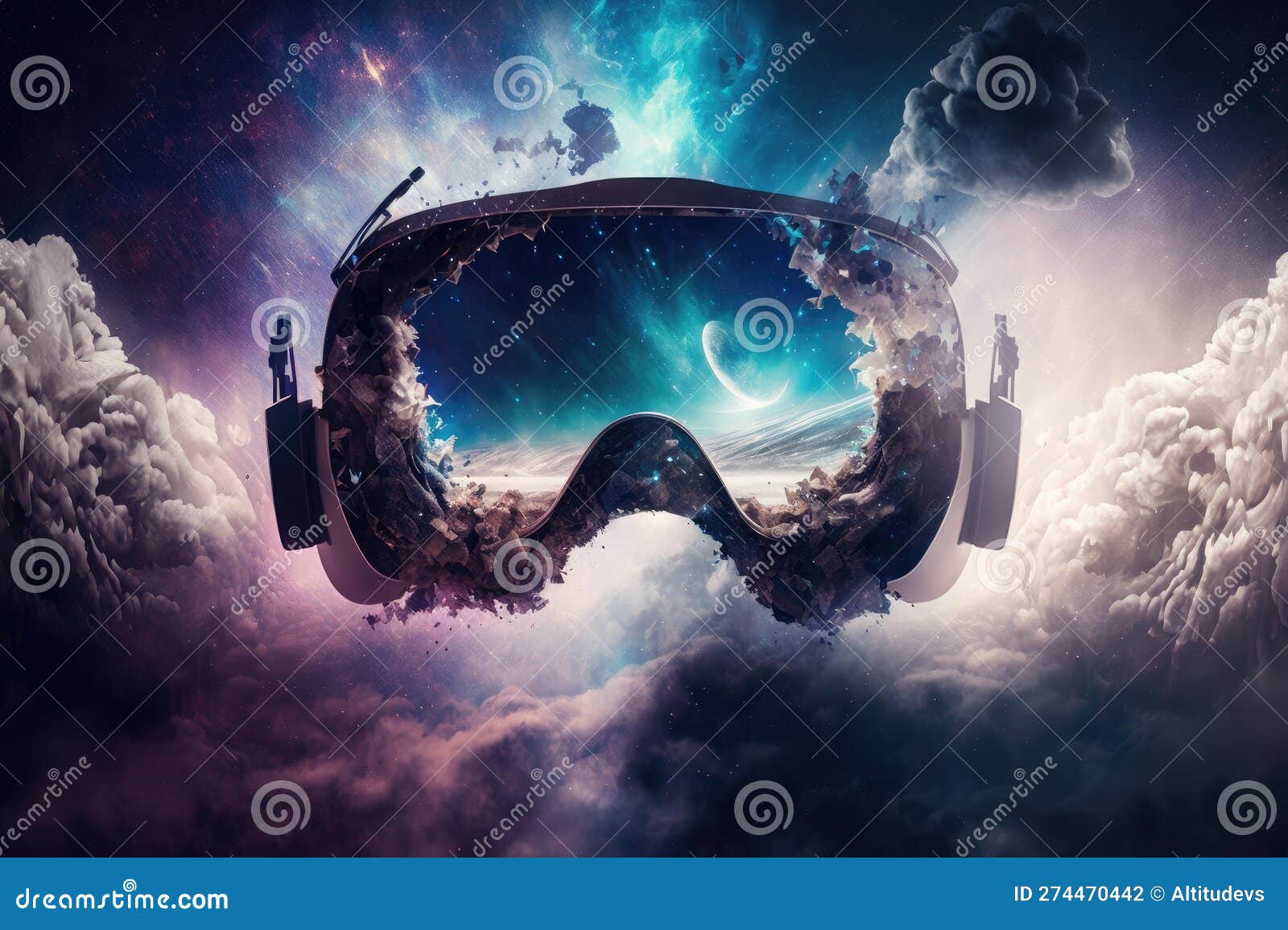 Mist Ether Cosmic Space in Virtual Reality Technology Vr Headset Double ...