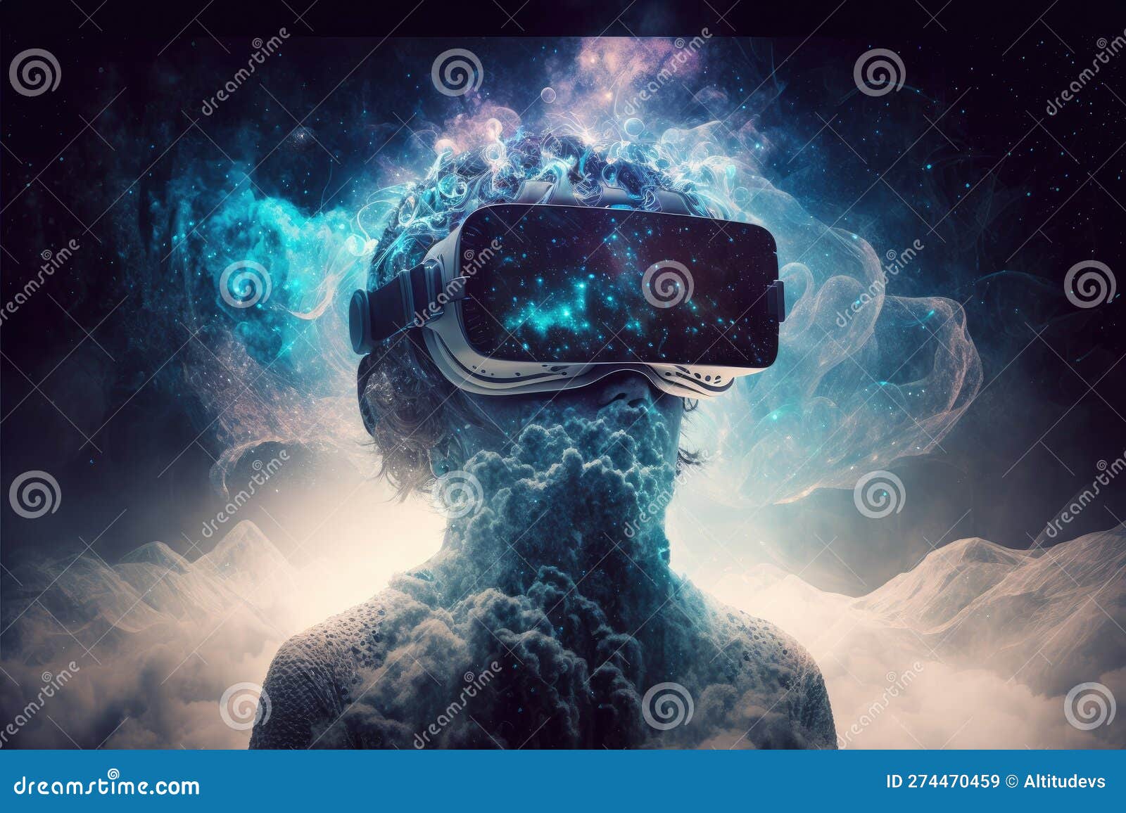 Mist Ether Cosmic Space in Virtual Reality Technology Vr Headset Double ...