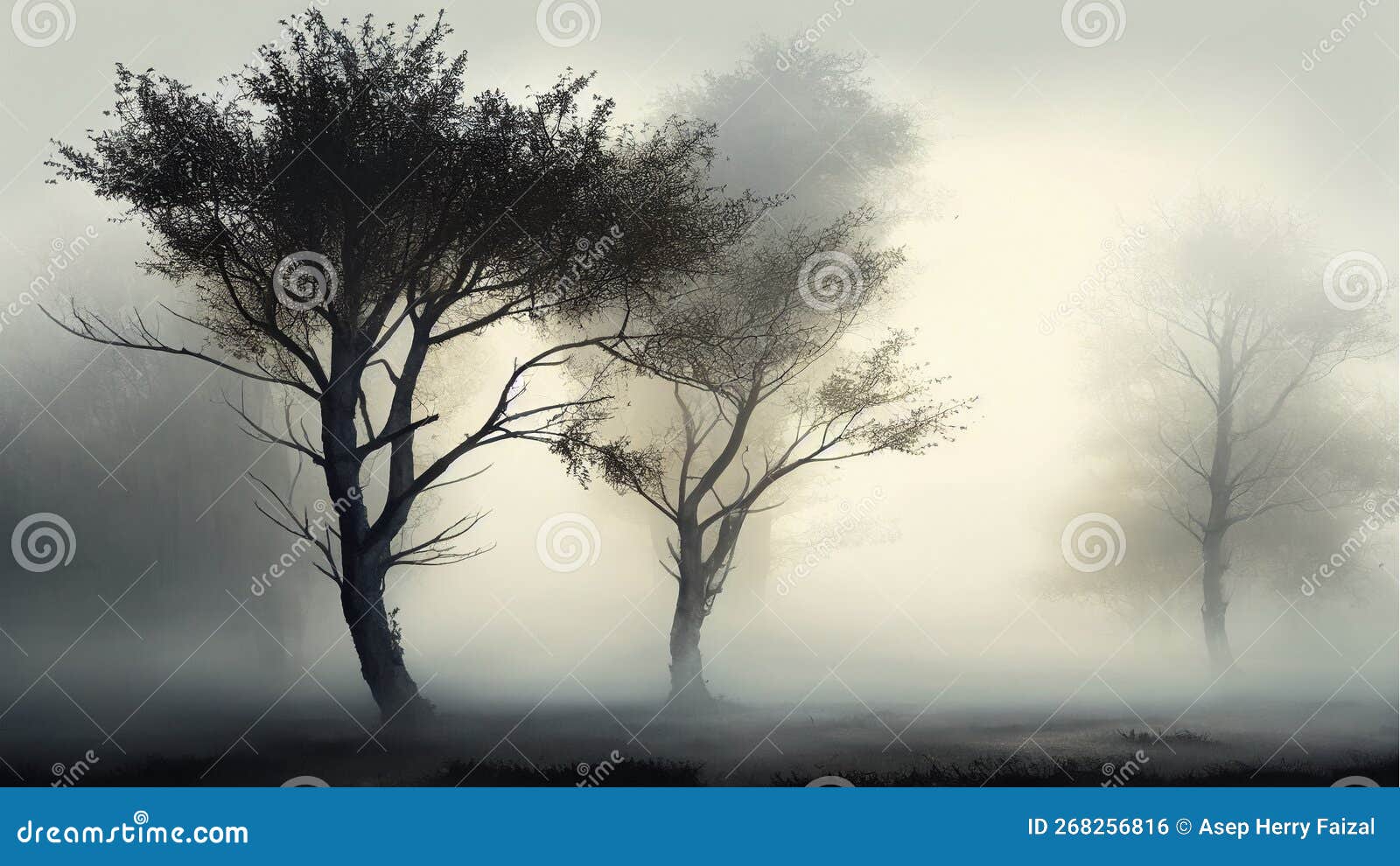 Mist in forest in morning stock illustration. Illustration of plant ...