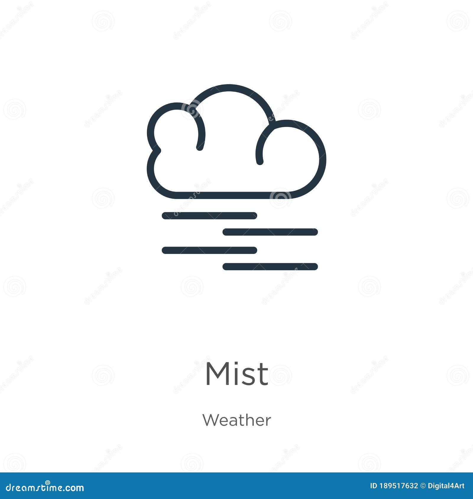 Mist Icon. Thin Linear Mist Outline Icon Isolated on White Background ...