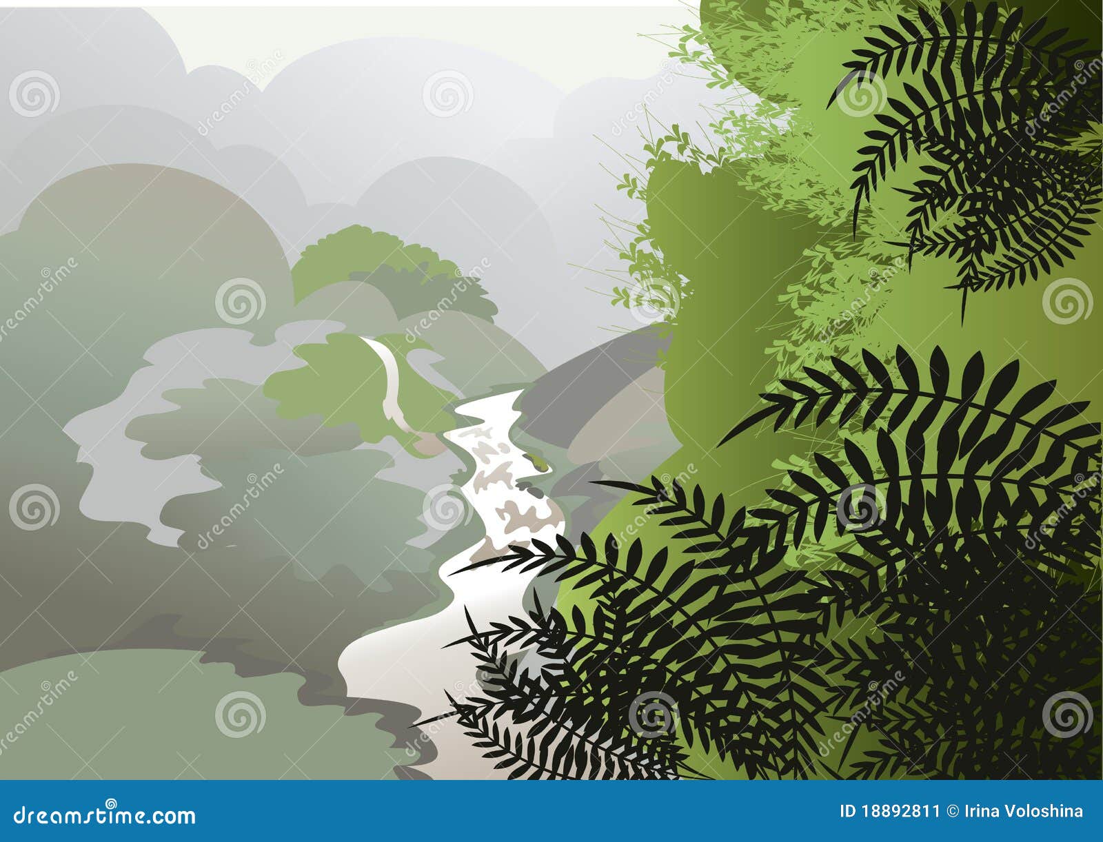Mist in the jungle stock vector. Illustration of clouds - 18892811