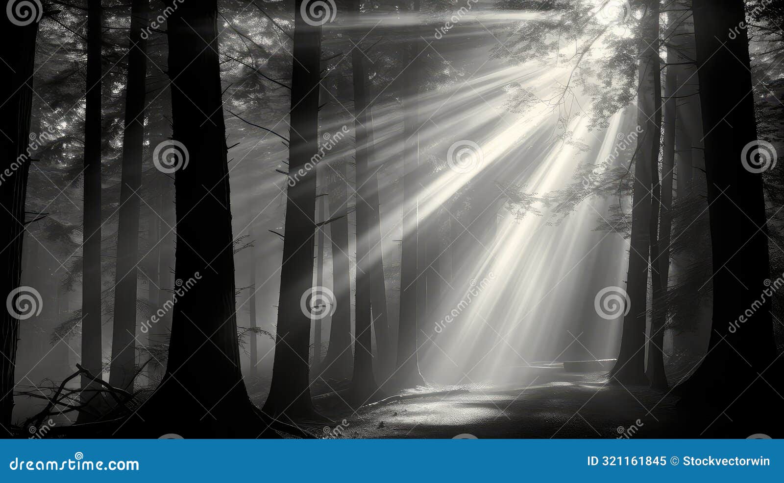 Mist Light Rays Black And White Stock Illustration | CartoonDealer.com ...