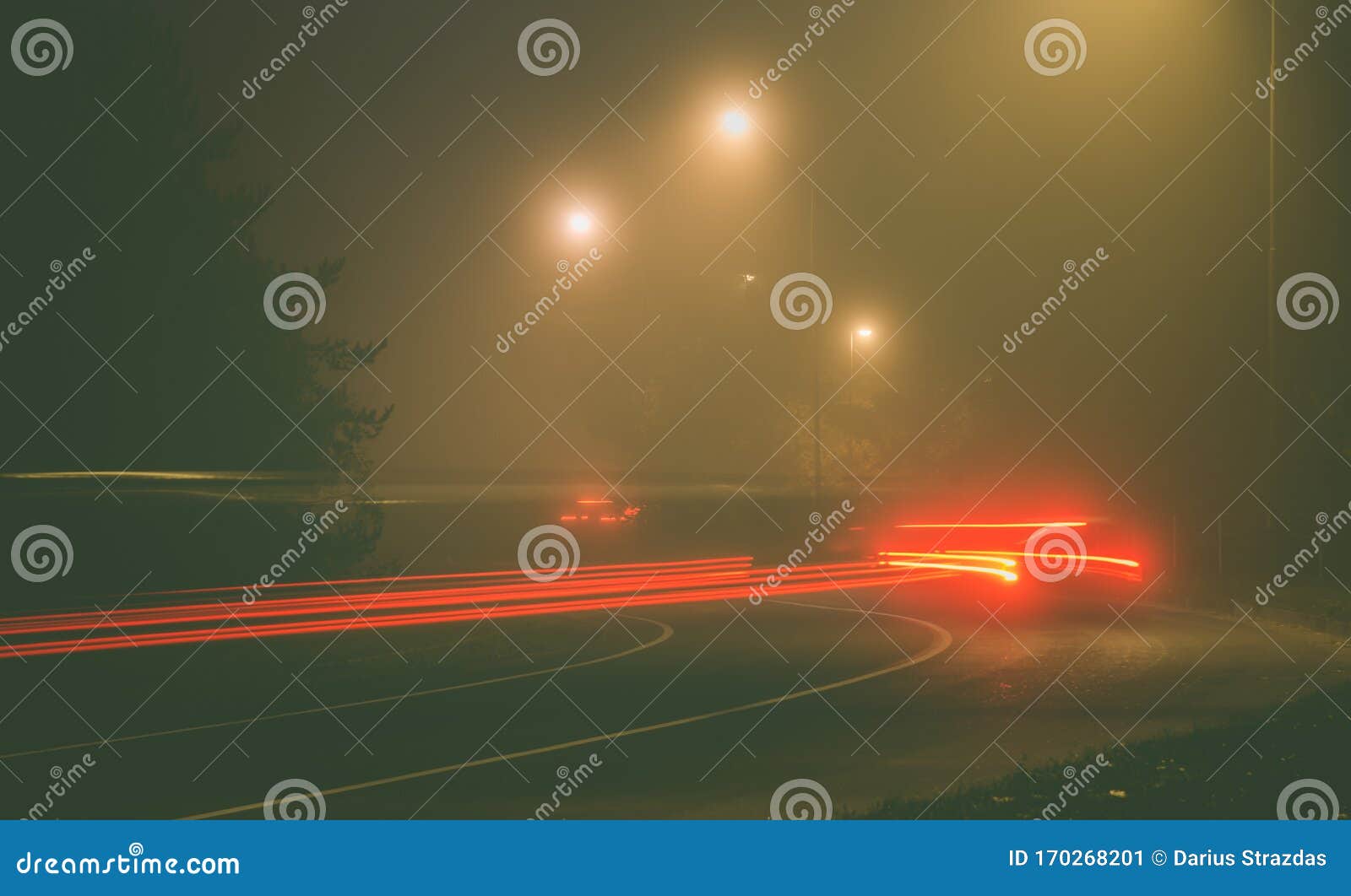 Mist at night and road stock image. Image of dark, road - 170268201