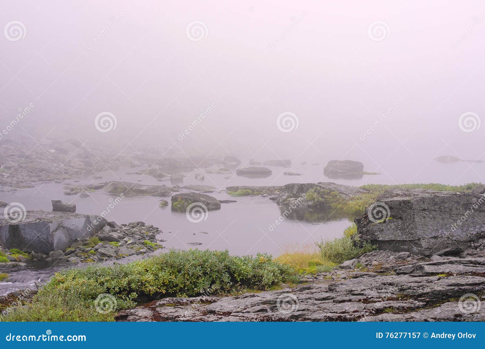 Mist Over the Surface of the Water Lake of the Mountain Lake Stock ...