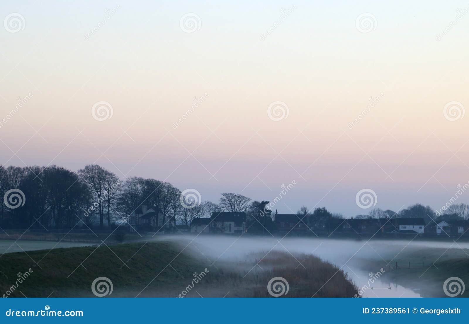Mist Rising Over Small River, Pilling, Lancashire Stock Image - Image ...