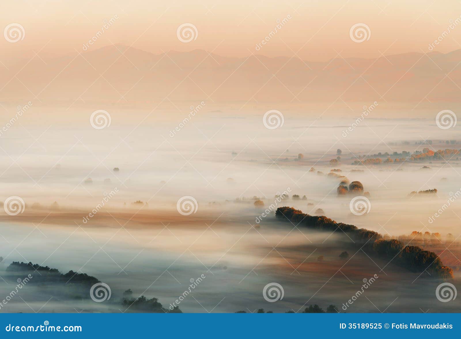 Mist in the valley stock image. Image of hilly, mountains - 35189525