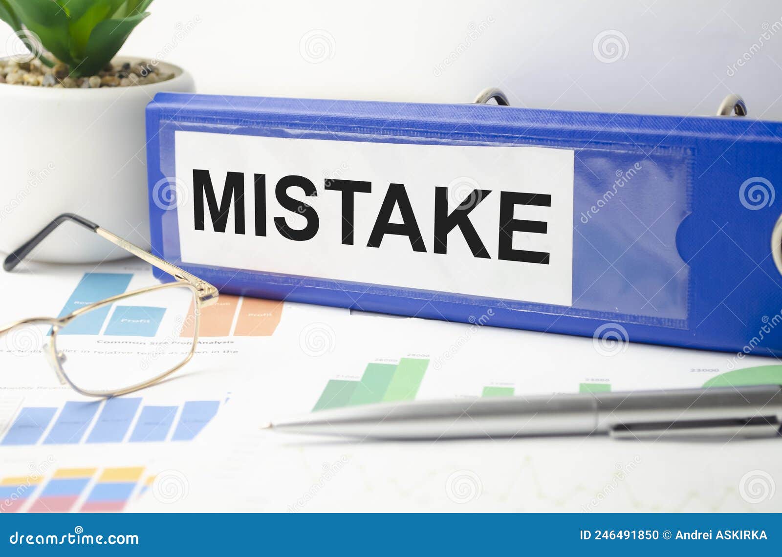 Mistake on the Blue Folder. Business Concept Stock Photo - Image of ...