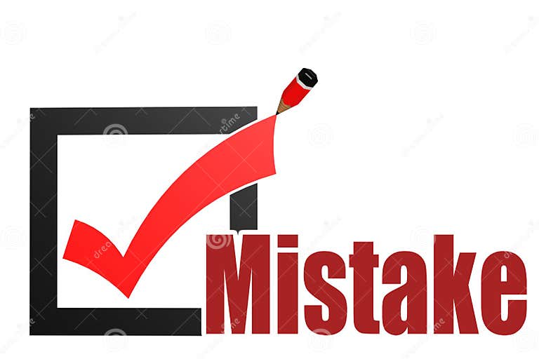 Mistake Word with Check Mark and Pencil Stock Illustration ...