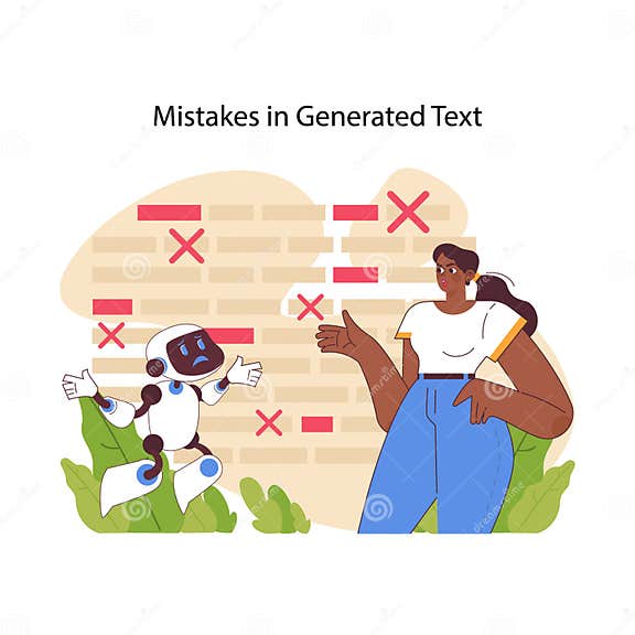 Mistakes in Generated Text Concept. Flat Vector Illustration Stock ...