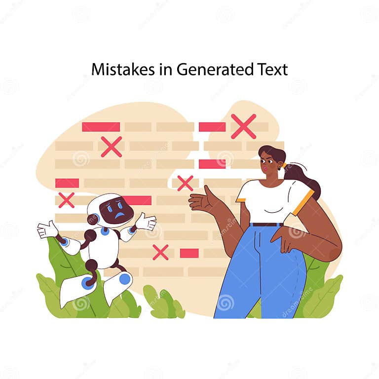 Mistakes in Generated Text Concept. Flat Vector Illustration Stock ...