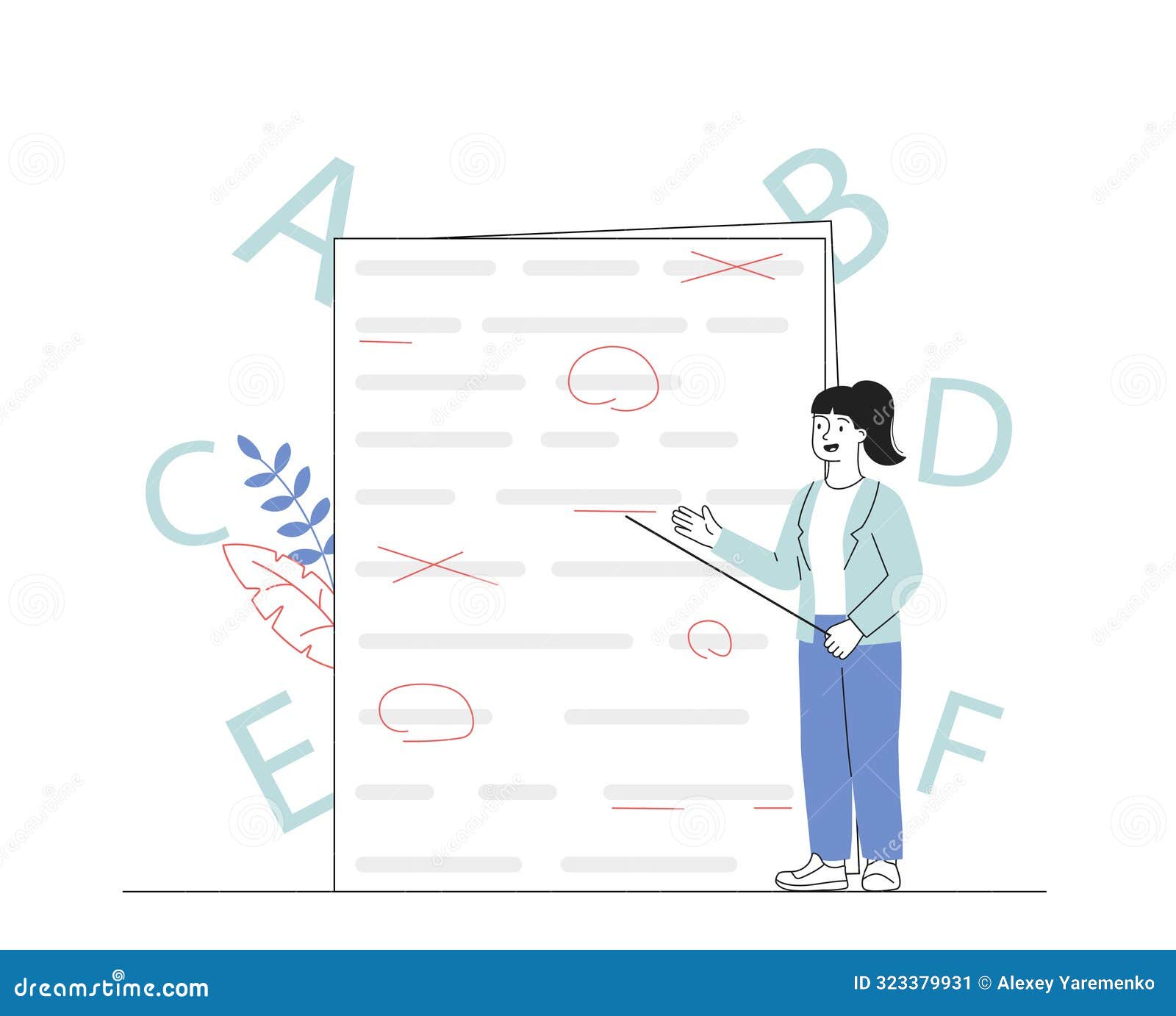 Man Checks Text For Grammatical Errors, Cartoon Vector Illustration ...